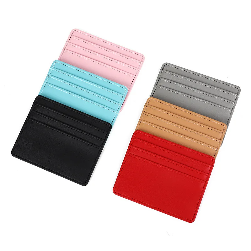 Slim PU Leather Credit Cards Holder - Solid Colors & Custom Logo