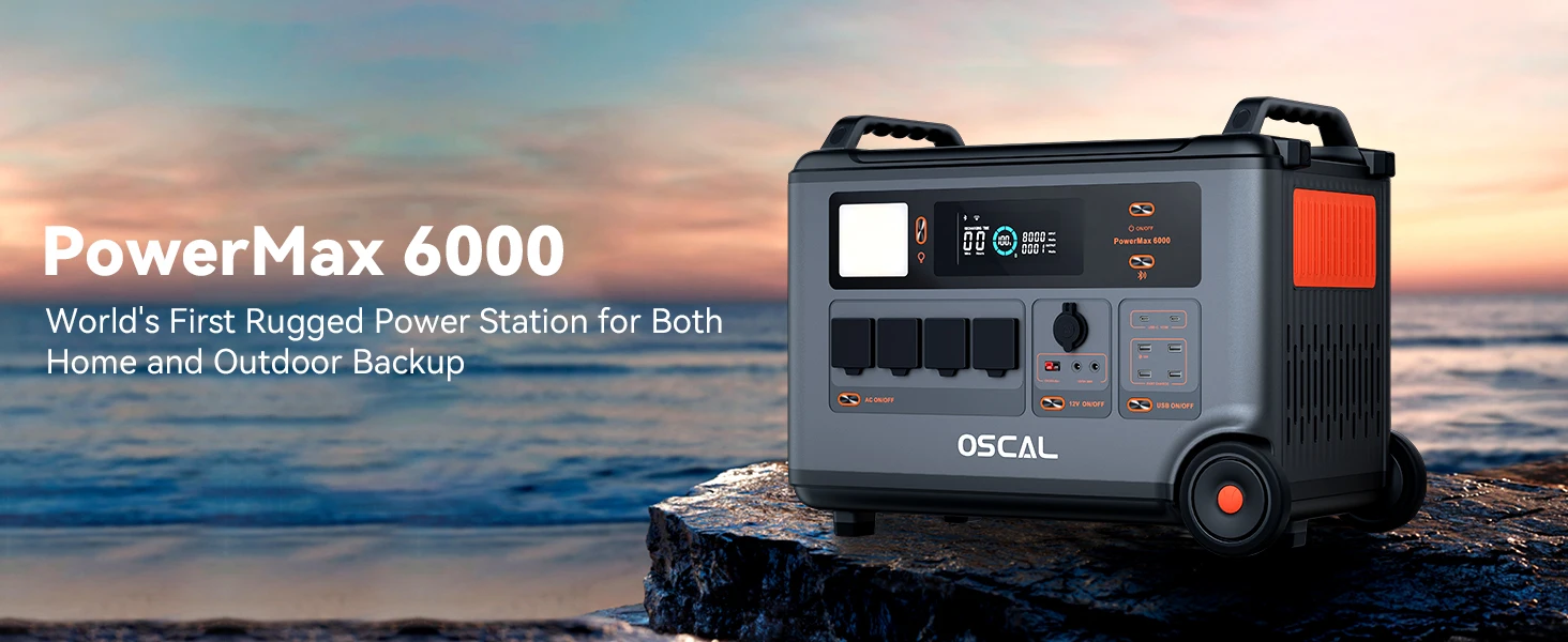 OSCAL PowerMax 6000 Portable Power Station , 3600Wh LiFePO4 Expandable ...