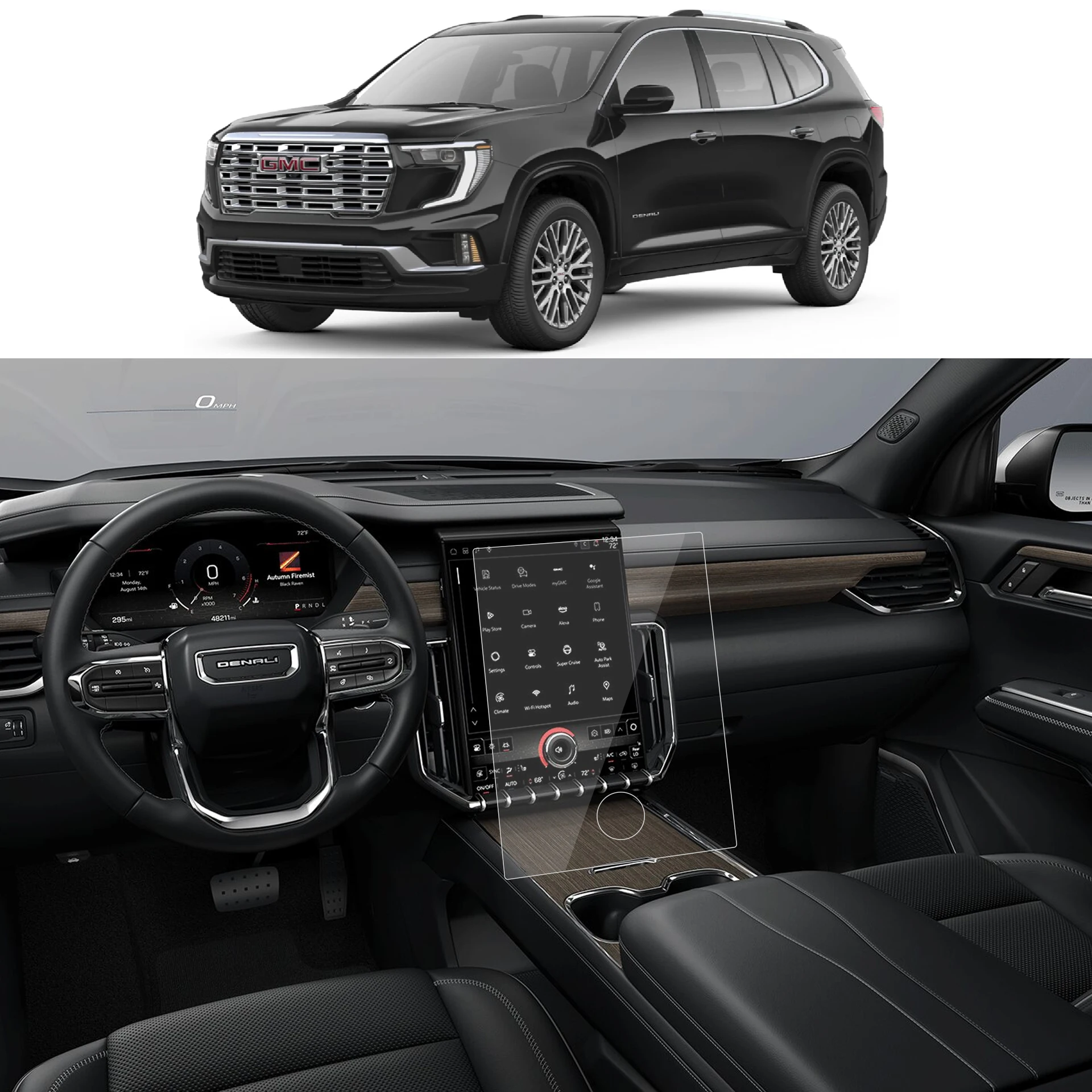 For 2024 GMC Acadia (Elevation/AT4/Denali) 15 Inch Touchscreen Tempered ...