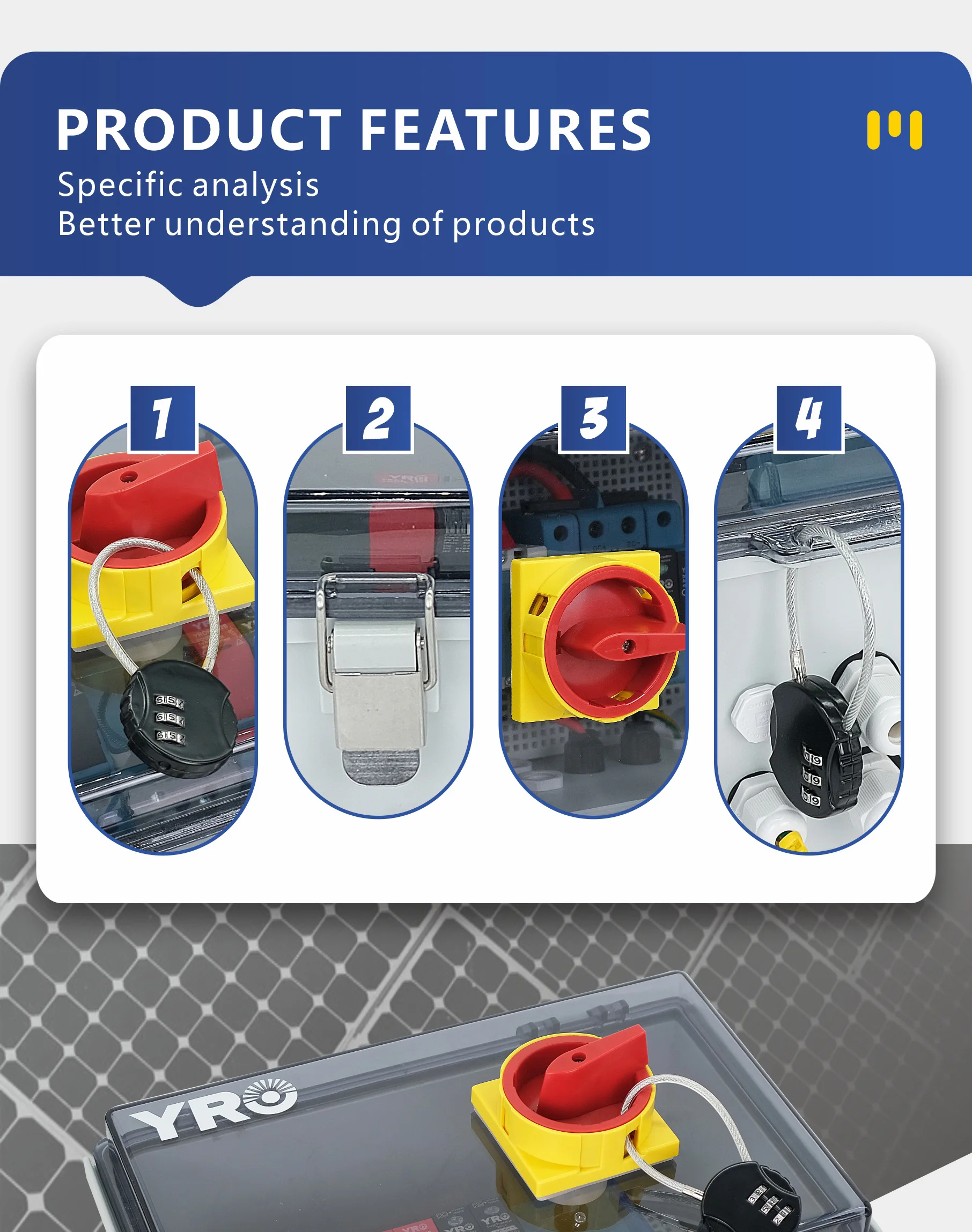 YRO Solar PV Strings DC Combiner Box 4 String 1000V