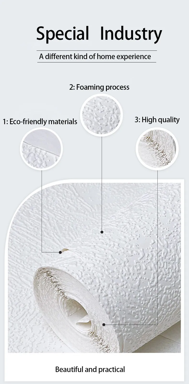 PVC Vinyl Coating Embossed 3D Paintable Textured Wallpaper at Low ...