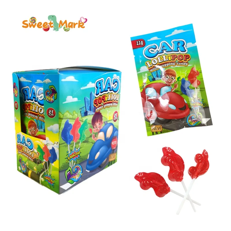 Oem Hard Candy Stick Cartoon Car Shape Lollipop With Fruity Popping ...