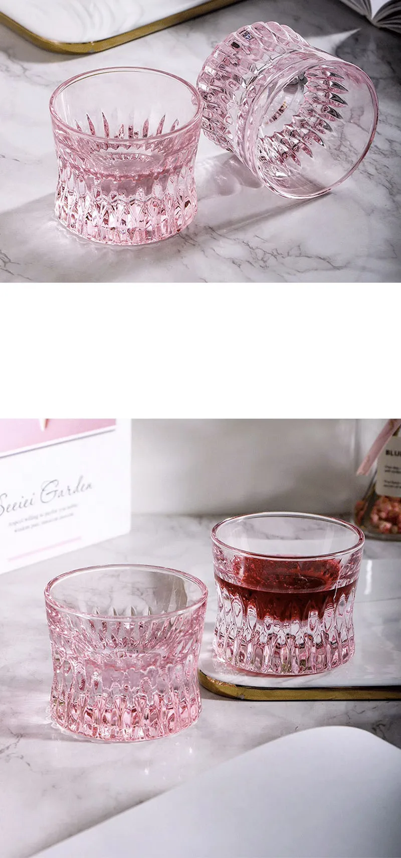 Pink Glass Tumblers - Perfect for Whiskey & Champagne
