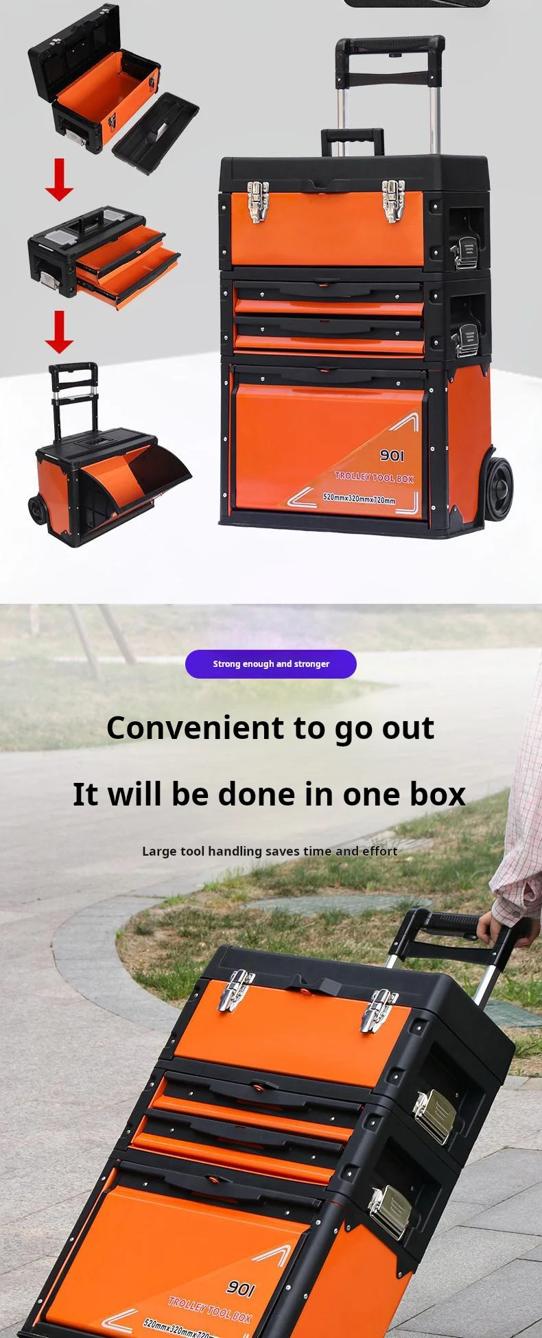 Durable 3-Layer Tool Storage Trolley - YINCHENG B277