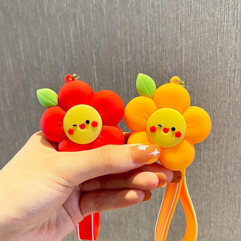 Kawaii Flower Keychain Creative Cute 3d Cartoon Plastic Keychain ...