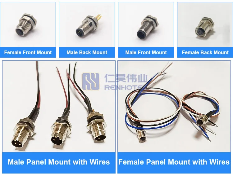 M5 Connector Board Wall Panel Mount Cable for Waterproof M8