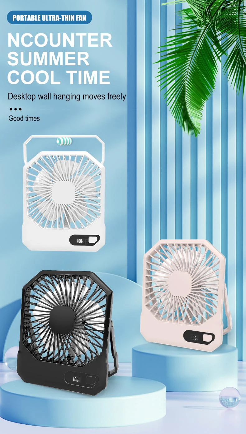 2600mAh Ultra-Thin Foldable Wall-Mounted Desktop Fan Portable Personal ...