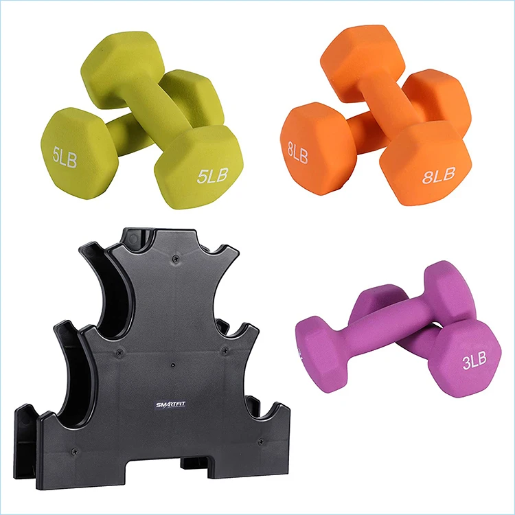 Wholesale Custom Hex Vinyl Neoprene Rubber Coated Dumbbell Set With ...