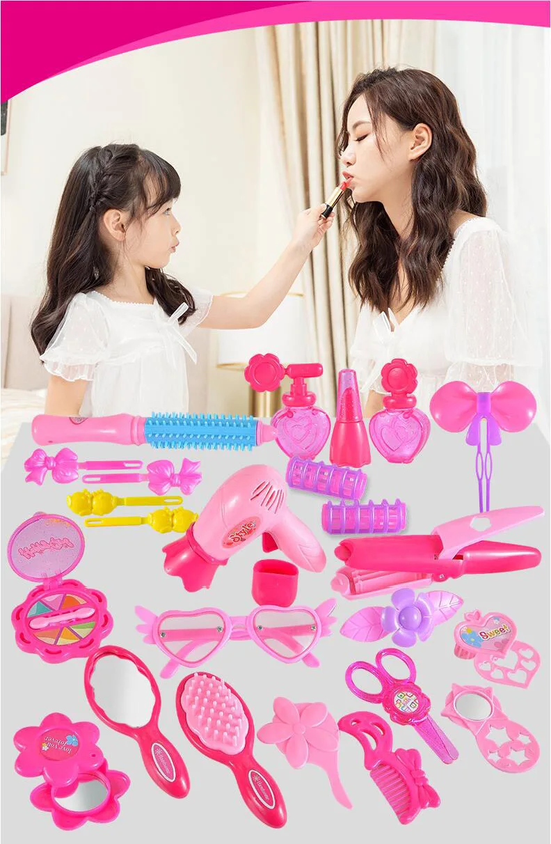 Pretend Play Kids Makeup Toys Beauty Handle Box Children Make Up Set ...