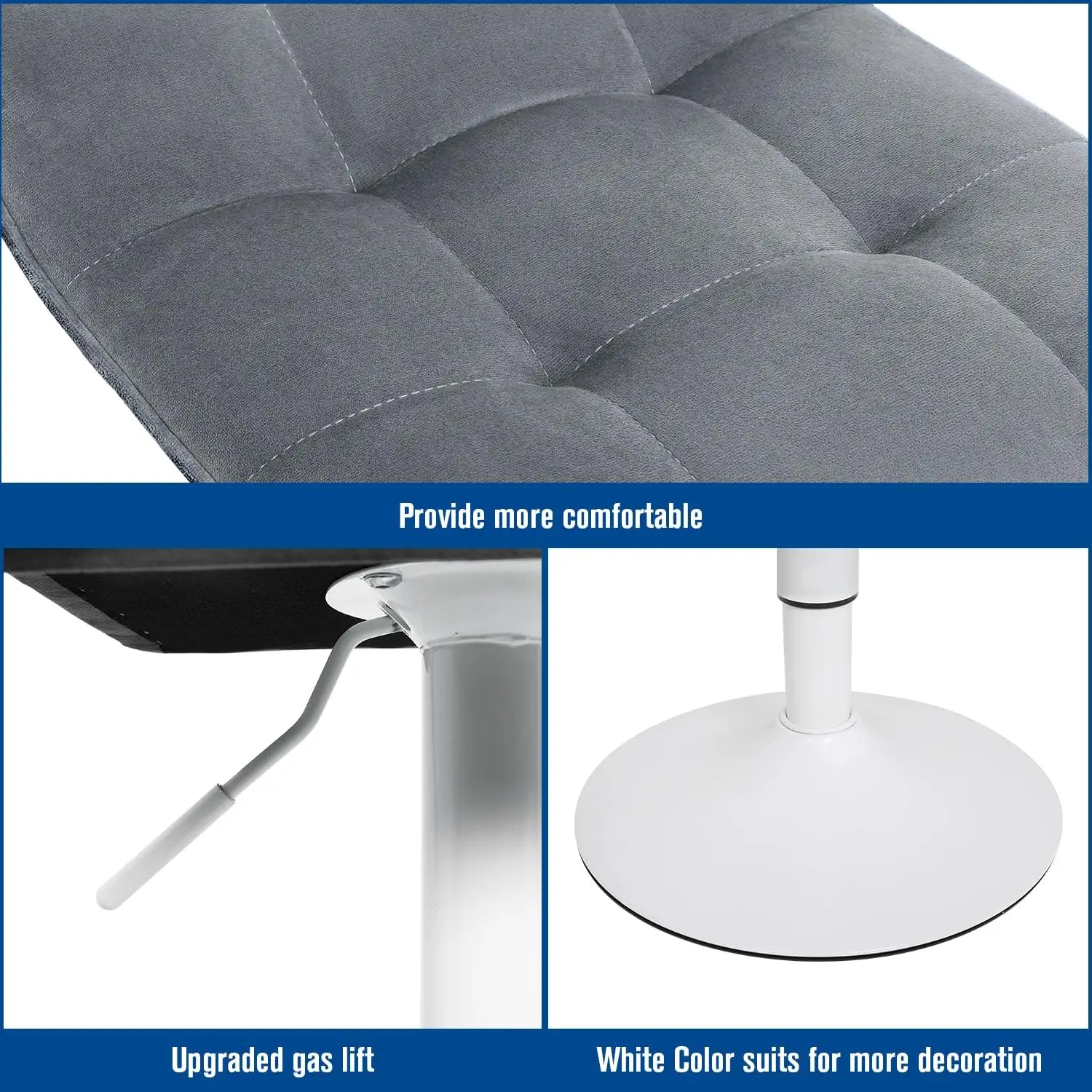 Stylish Modern 360 Rotation Gaslift Pub Counter Height Stool Chair Gray ...