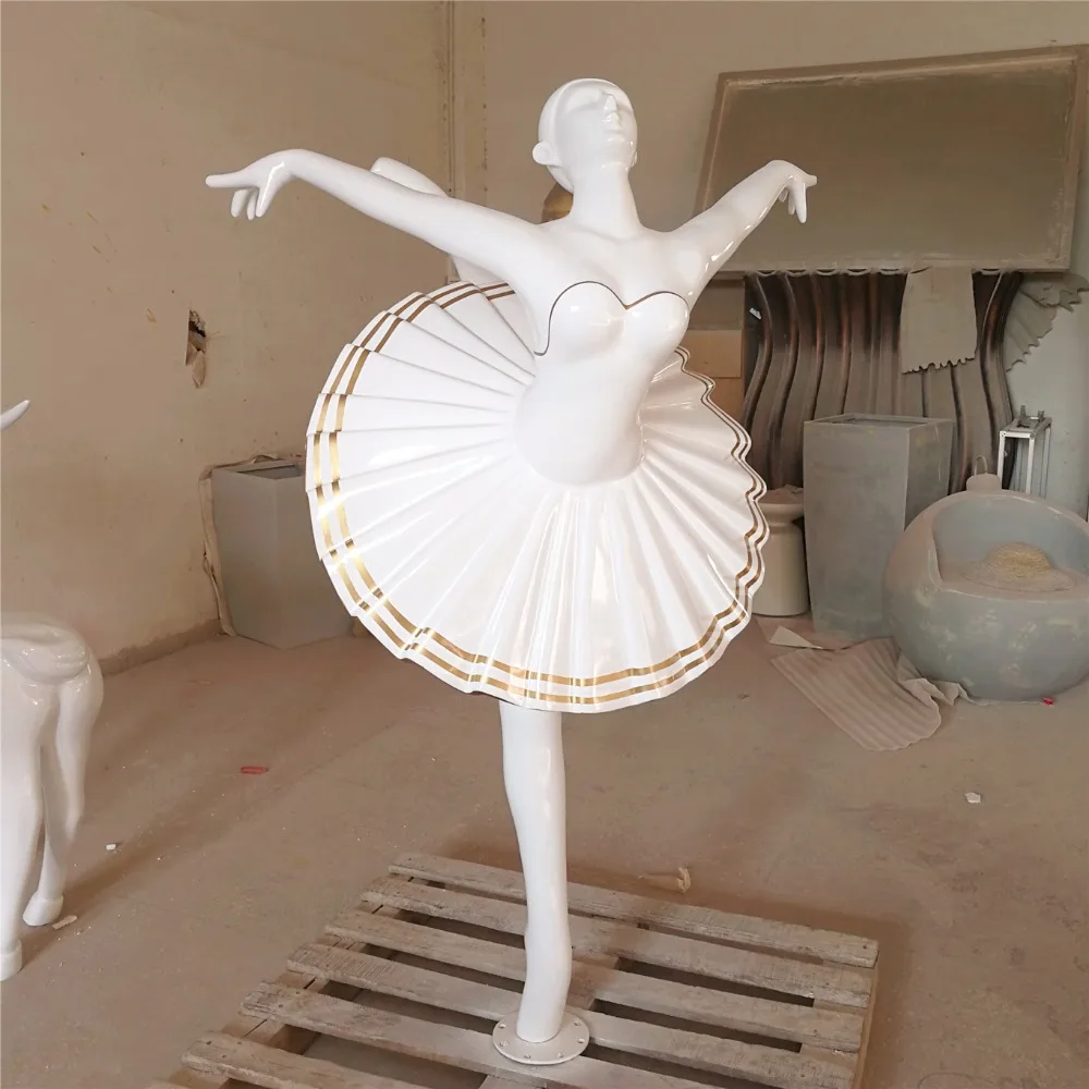 Rotary Life Size Fiberglass Resin Ballet Girl Figurine