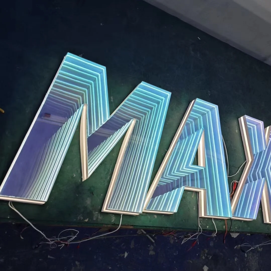 Custom Neon LED Sign - 3D Illusion Infinity Mirror Panel for Office ...