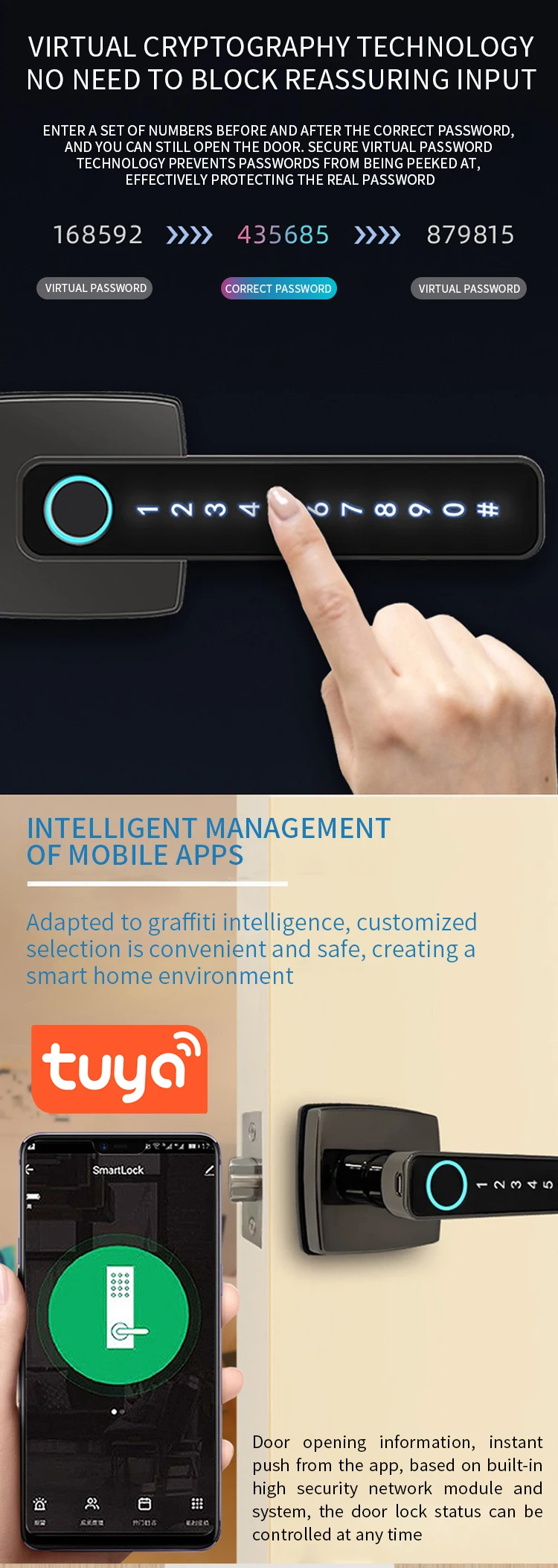 Aidmi Smart Latch Keyless Lock Smart Handle Lock Fingerprint Pin Code ...