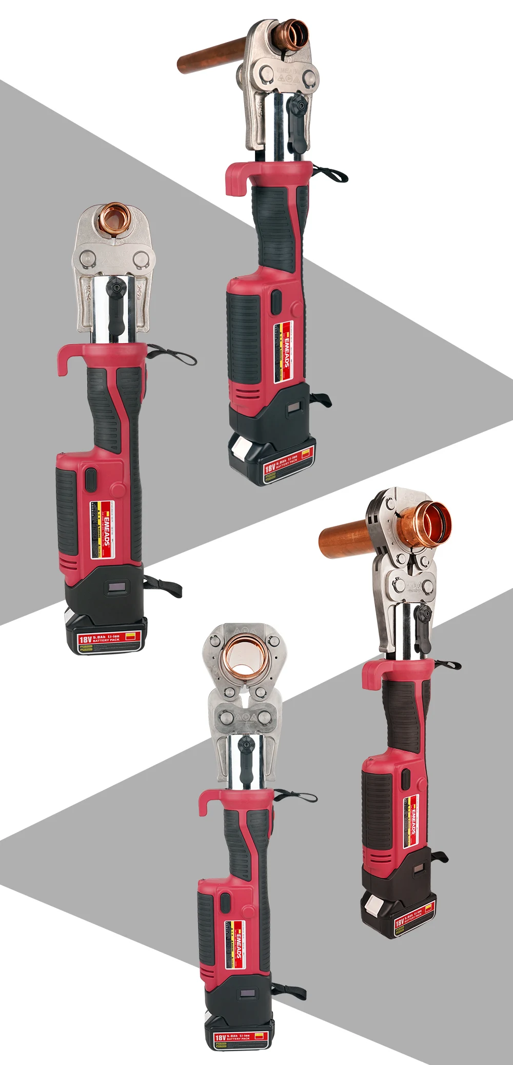 EMEADS GE-1550 Battery Powered Crimping Tool for COPPER V PROFILE PRESS ...