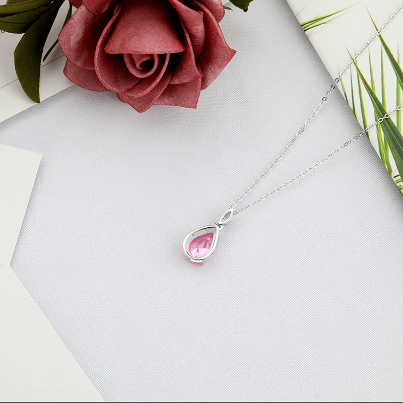 925 Sterling Silver Jewelry Ruby Women Necklace Tiny Cz Round Ruby Pendant Necklaces For Girls ...