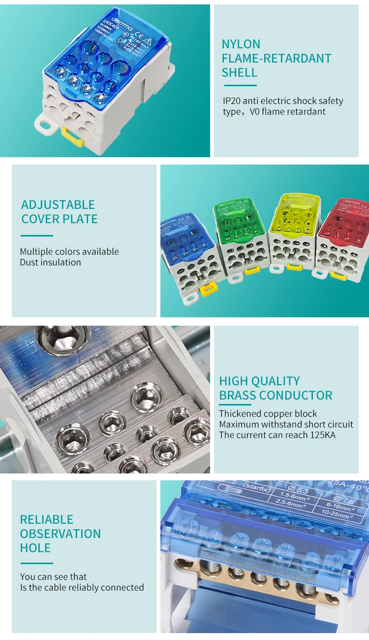 Demma UK80A Single Polo Electrical Power Distribution Terminal Block