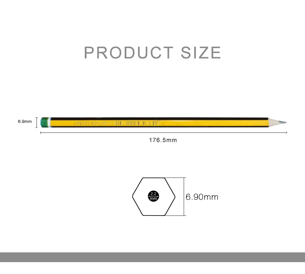 Hexagon Shape Yellow and Black Wooden Stripe HB #2 Pencil Set