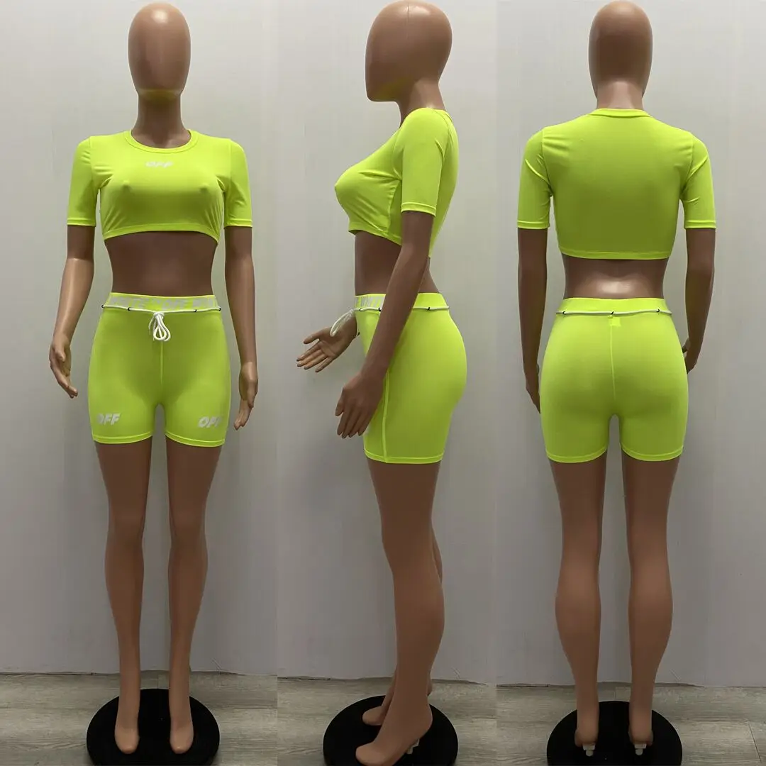Jl803 2 Piece Short Set Crop Top Shorts Set Stylish Women Skinny ...