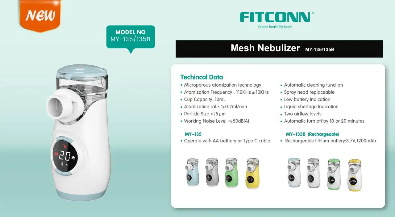 Smart LCD Screen Display Mesh Nebulizer - Portable & Rechargeable