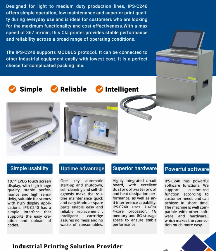 New Model C240 Touch Screen Cij Inkjet Coding Printer Multi-Languages ...