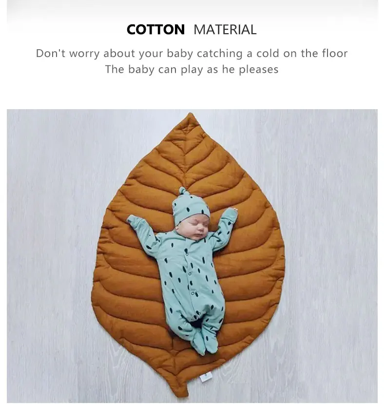Nordic Cotton Soft Big Leaf Kids Leaf Shape Mats Rugs Crawling Blanket ...