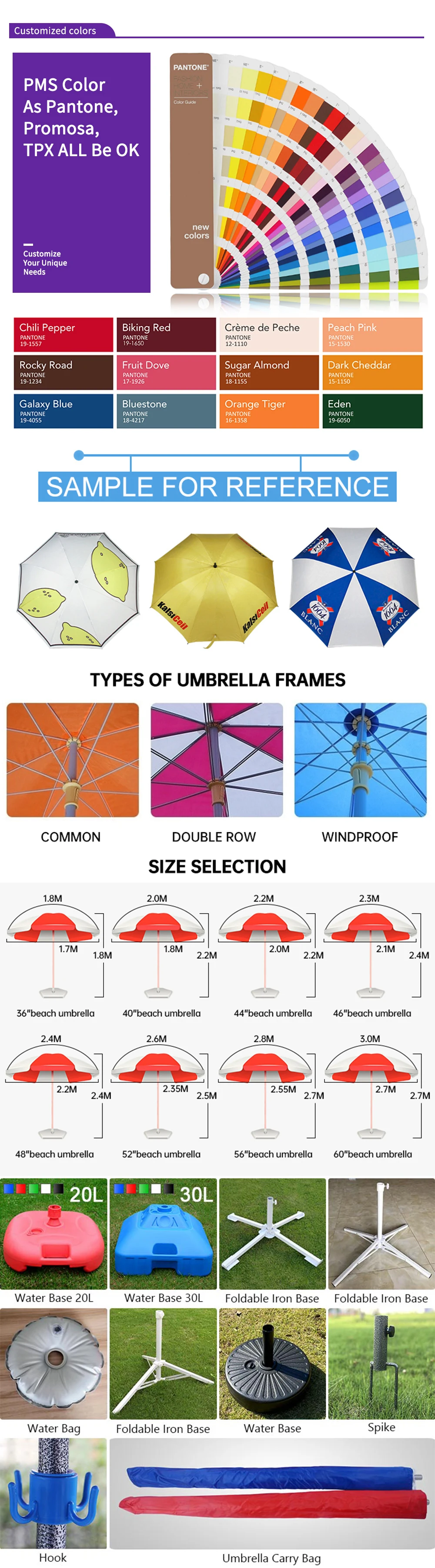 Outdoor Windproof Big Beach Parasol Heavy Duty Beach Umbrella for Table ...