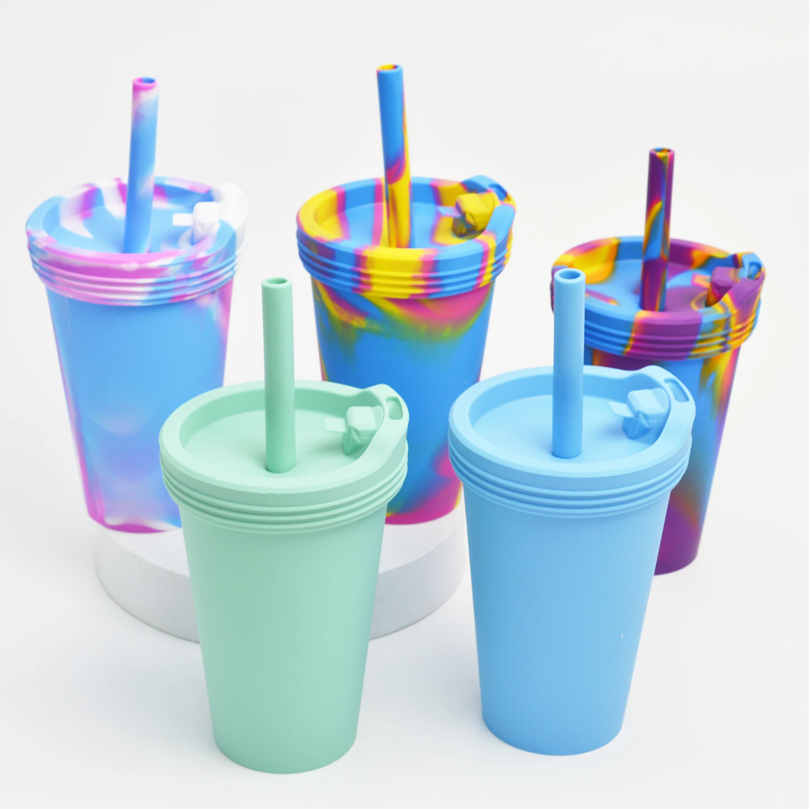 Silicone Cups with Lids and Straws - Unbreakable & Durable