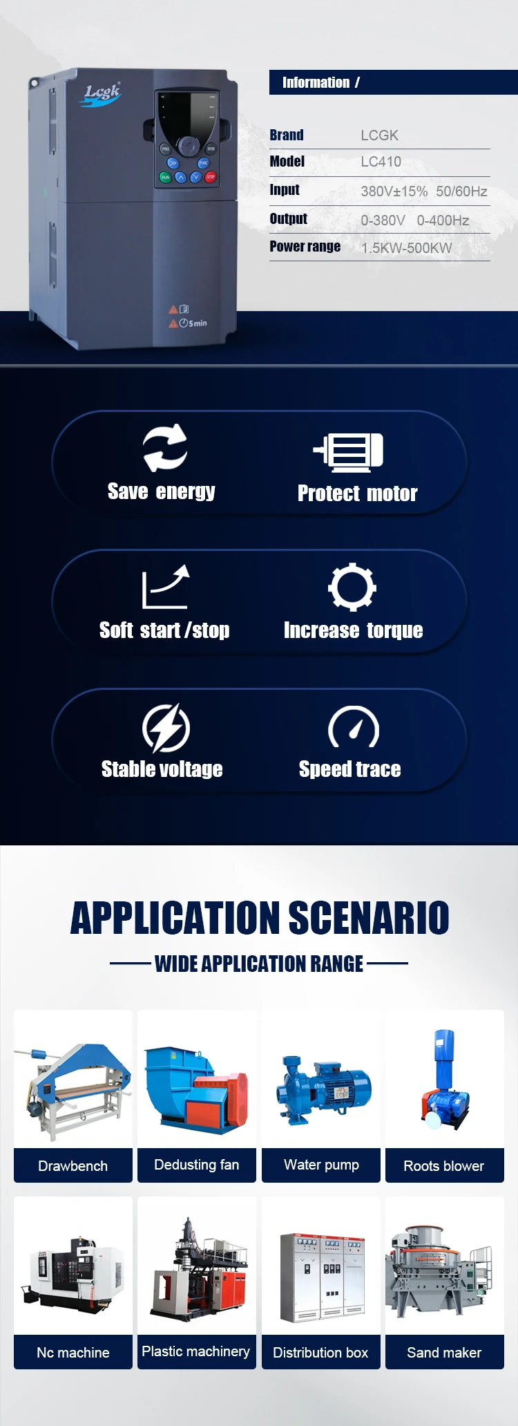 Lcgk 220v 380v 1.5kw 11kw 15kw 55kw 90kw 160kw Vfd Single Phase 3 Phase Inverter Vfd Variable ...