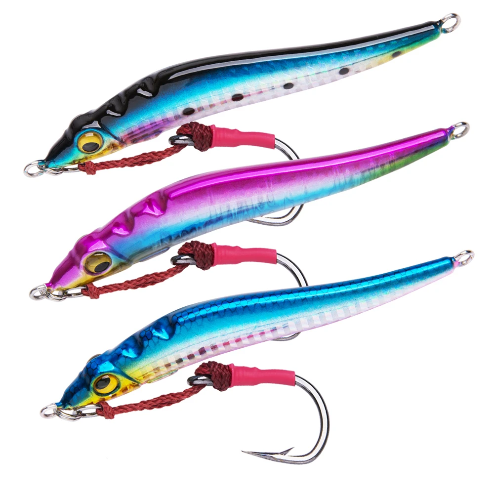 Goture Shore Jigging Lures Saltwater 100g 150g Treble Hooks Fishing ...