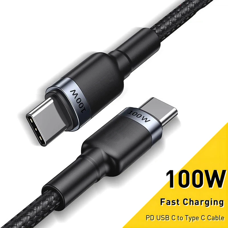 Nylon Braid Super Fast Charge 5a 100w Cable Dual Type C To Type C Cable ...