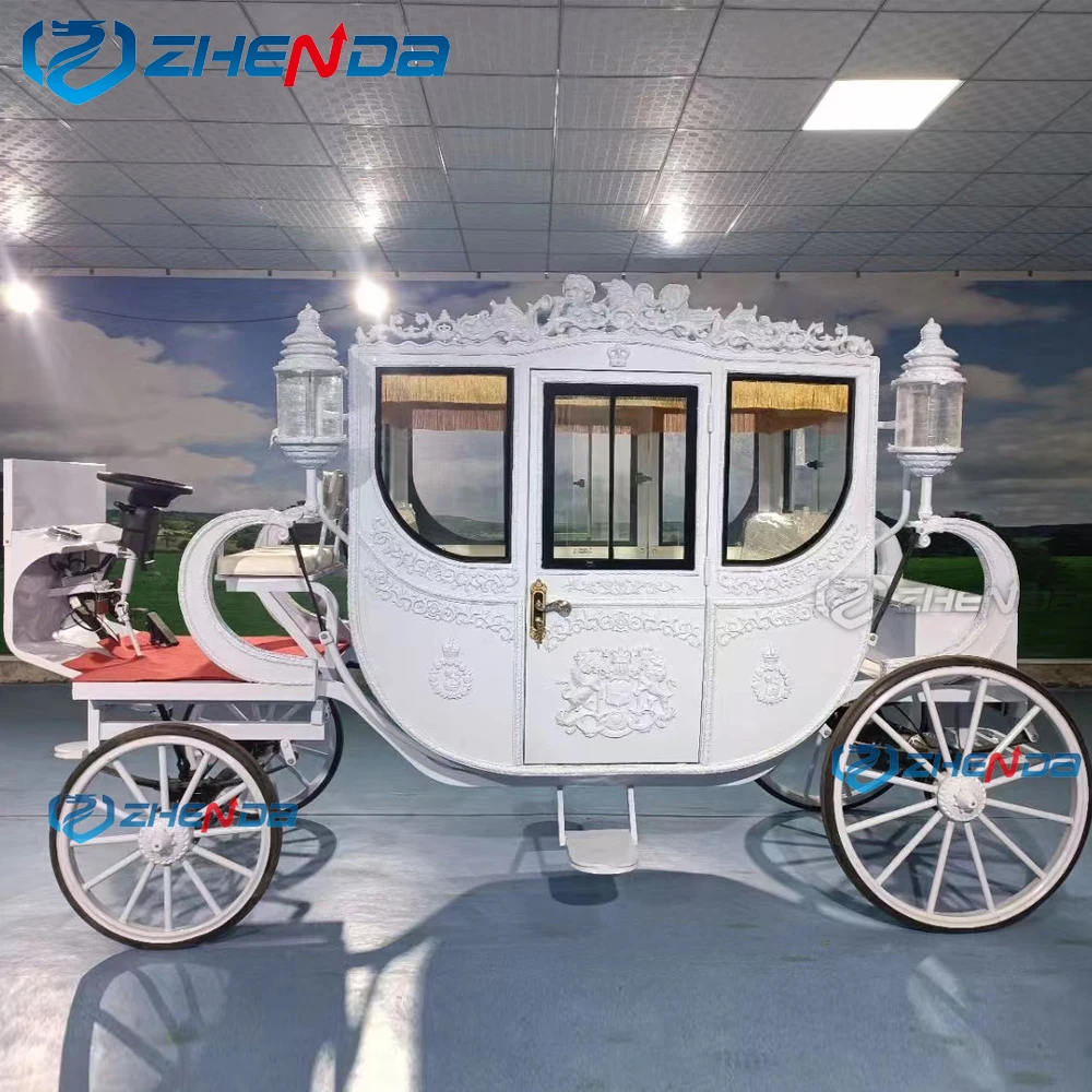 White Royal Electric Carriage Horse Cart / Oem Horse Carriage Carts ...