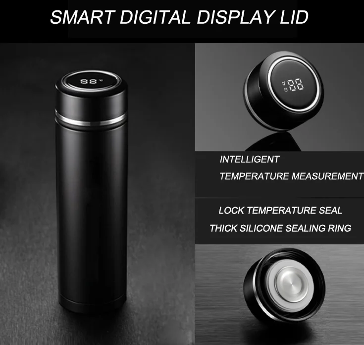Customized Smart Tumbler 17oz Stainless Steel Water Bottle Portable LED ...