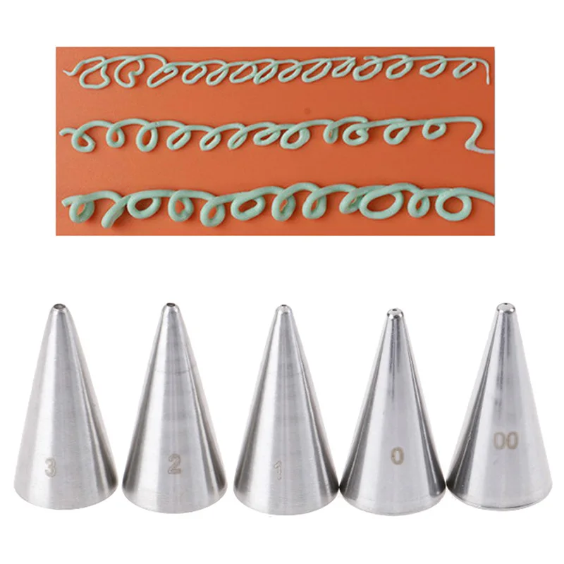 5 Pcs Round Cake Nozzles Set Icing Decorating Tips Set for Writing ...