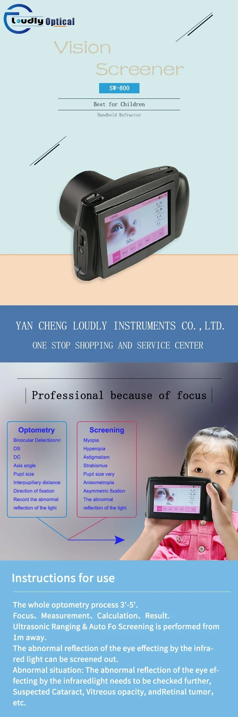 Vision Screener Sw-800 Ophthalmic Portable Handheld Auto Refractometer ...