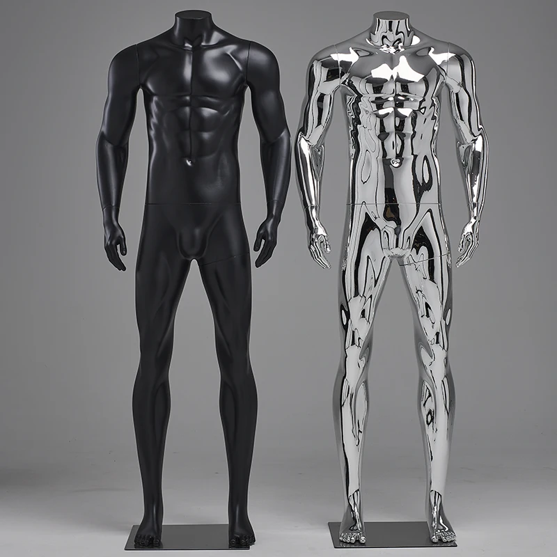 Wholesale Luxury Black Standing Headless Muscular Male Mannequin Chrome ...