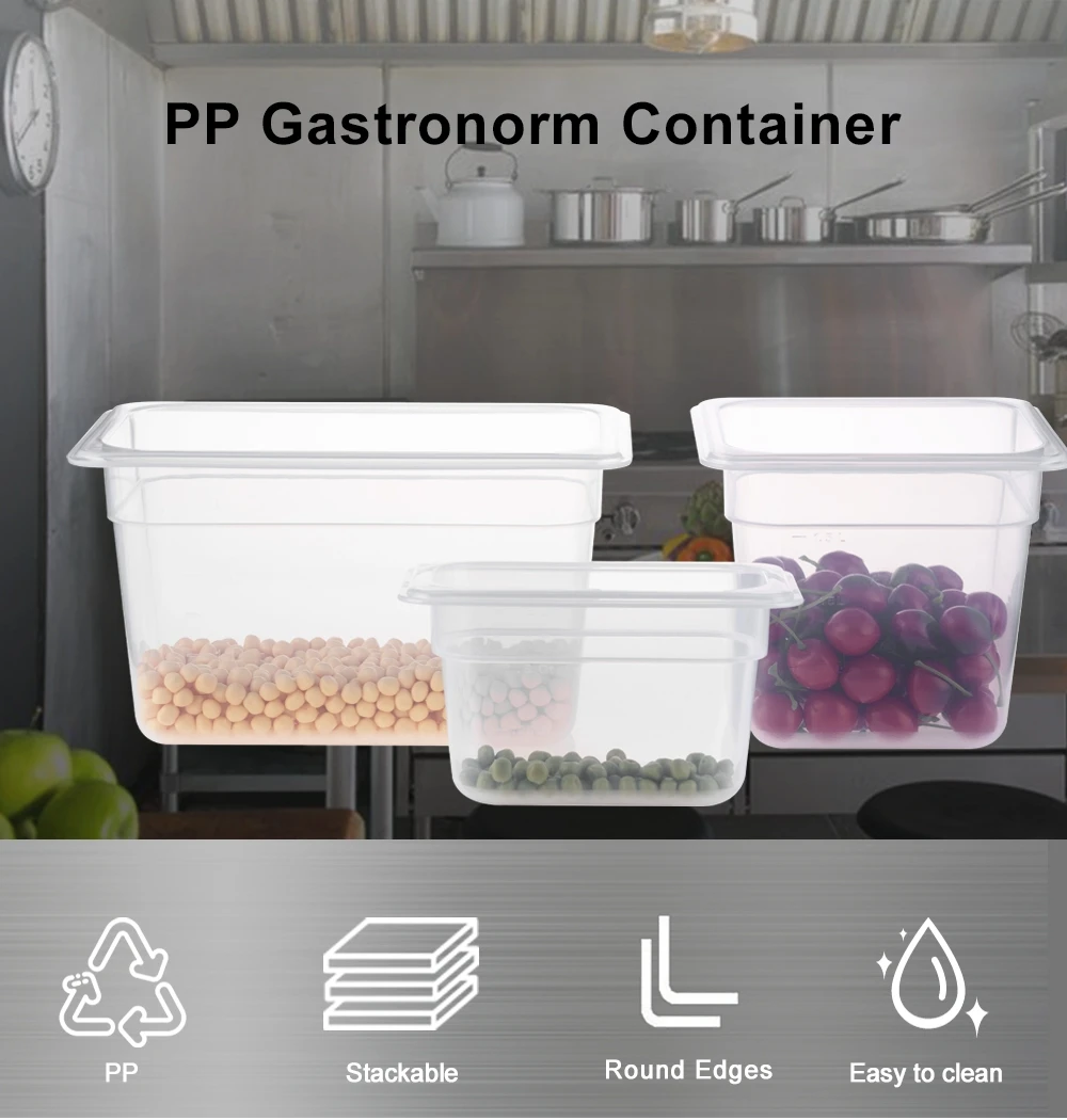 1/1 6' Deep Translucent Pp Plastic Gastronorm Food Pan Polypropylene Gn ...