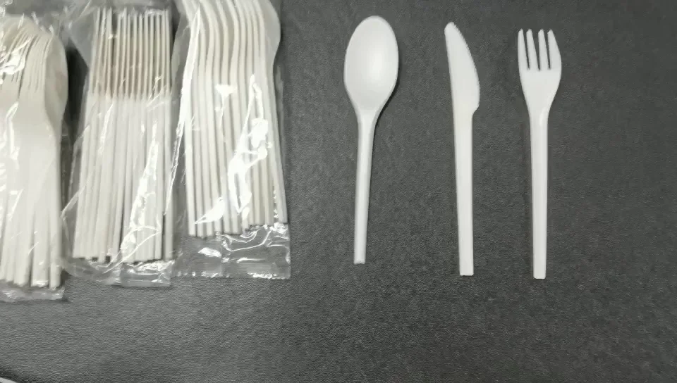 Biodegradable Compostable Disposable Cornstarch Cpla Plastic Cutlery Sets Fork Spoon And Knife ...