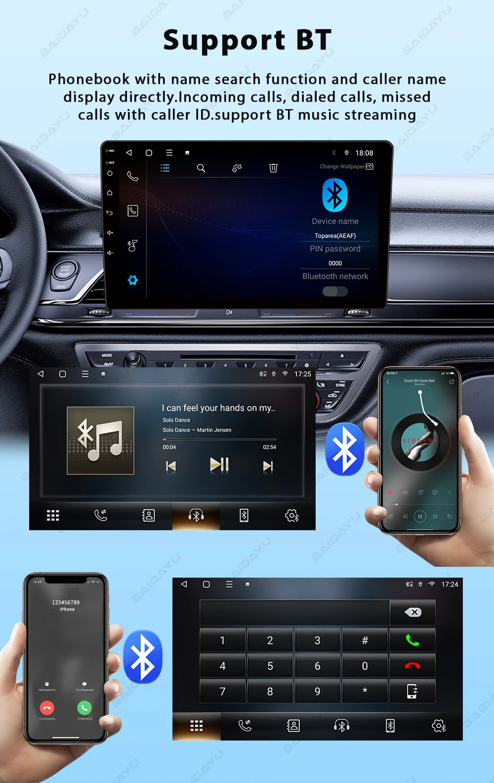 Universal 9-Inch Android Auto Radio DSP Dashboard Stereo GPS Enabled ...
