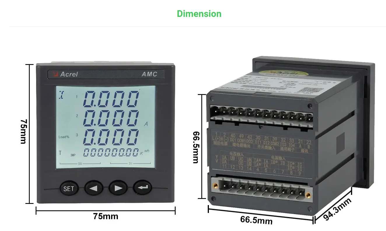 Acrel Amc72-di Multifunction Dc Voltage Current Measurement Electric ...
