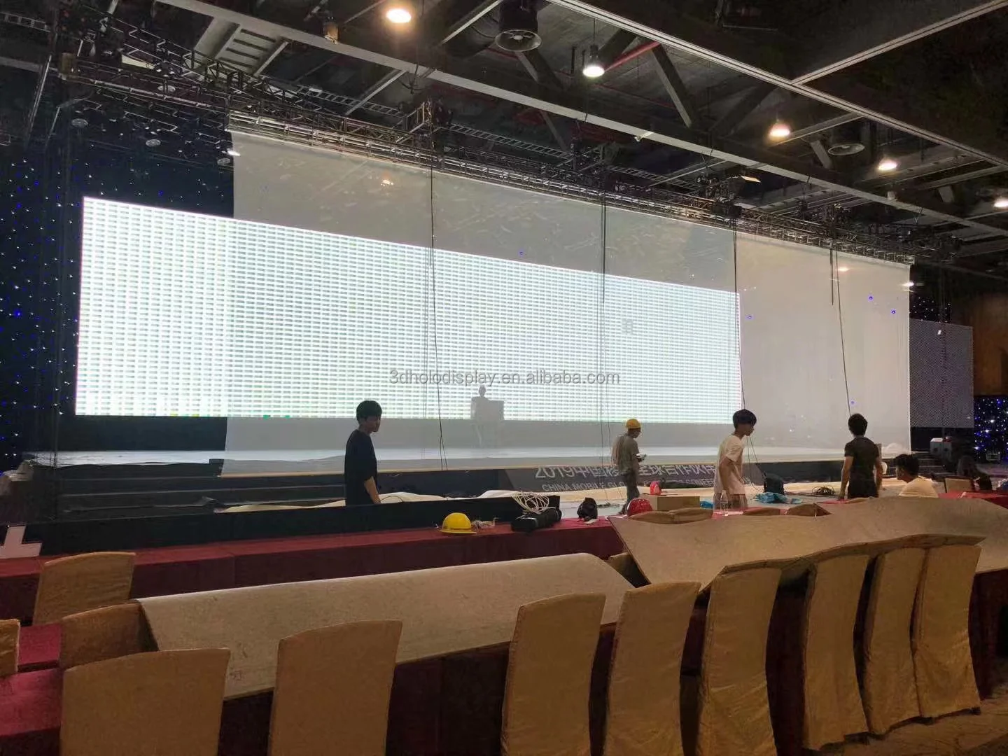 Non-tensioned 3D Holographic Mesh Projector Screen - 10x30m