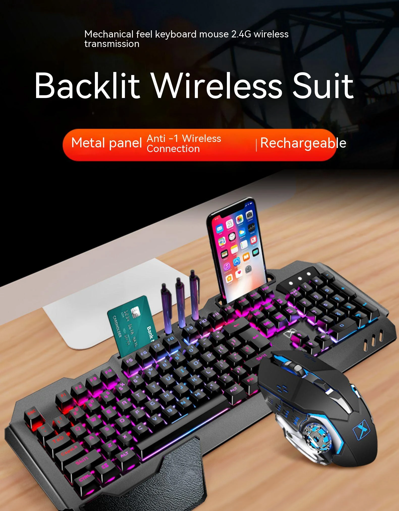 XINMENG K680 RGB Wireless Keyboard and Mouse Set for Esports