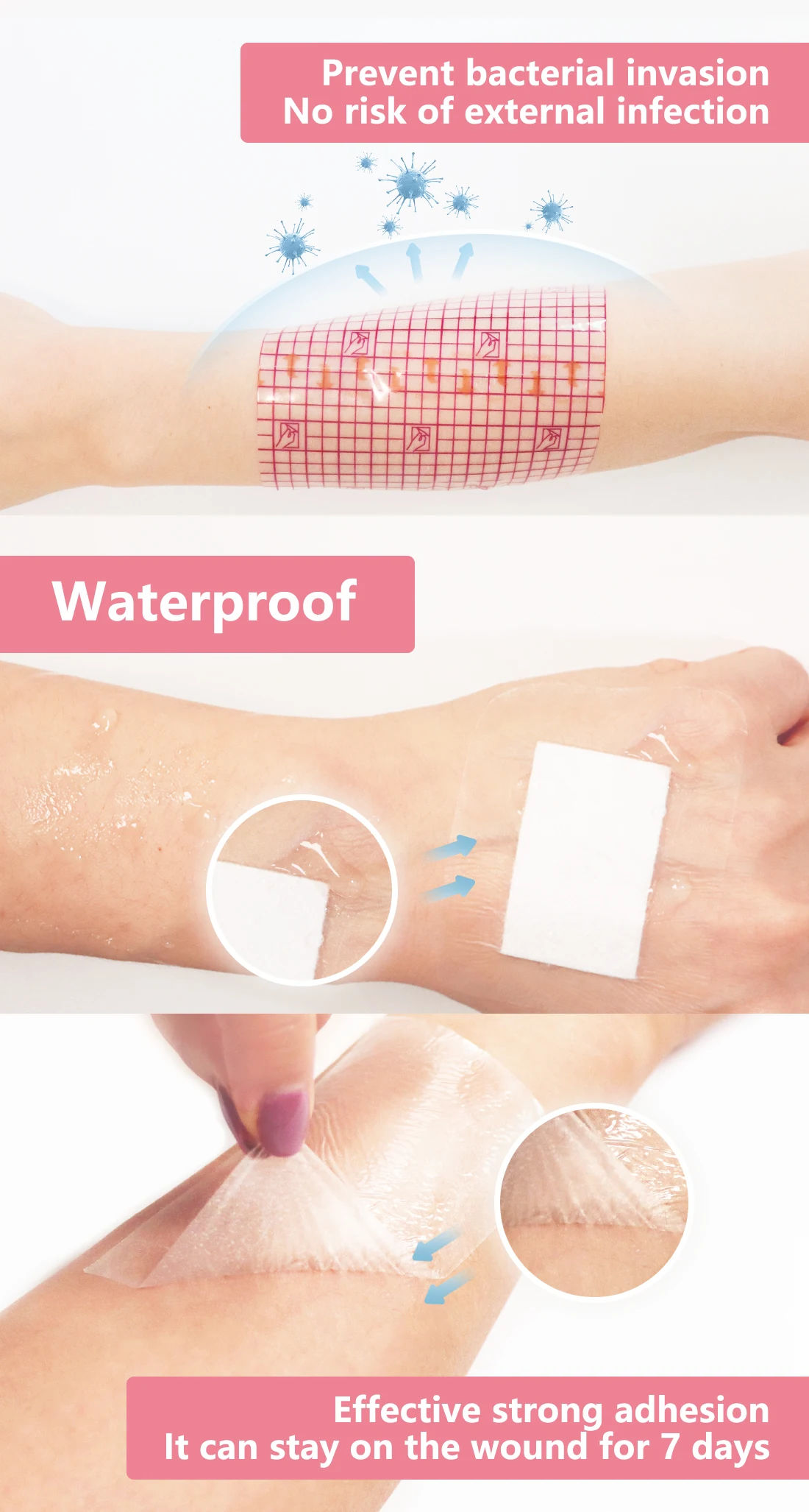 Bluenjoy Medical Tape Self-adhesive Transparent Waterproof Wound ...