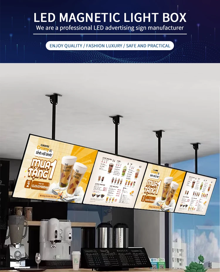 Fast Food Menu Board Display LED Light Box Frame 12V for Indoor Use ...