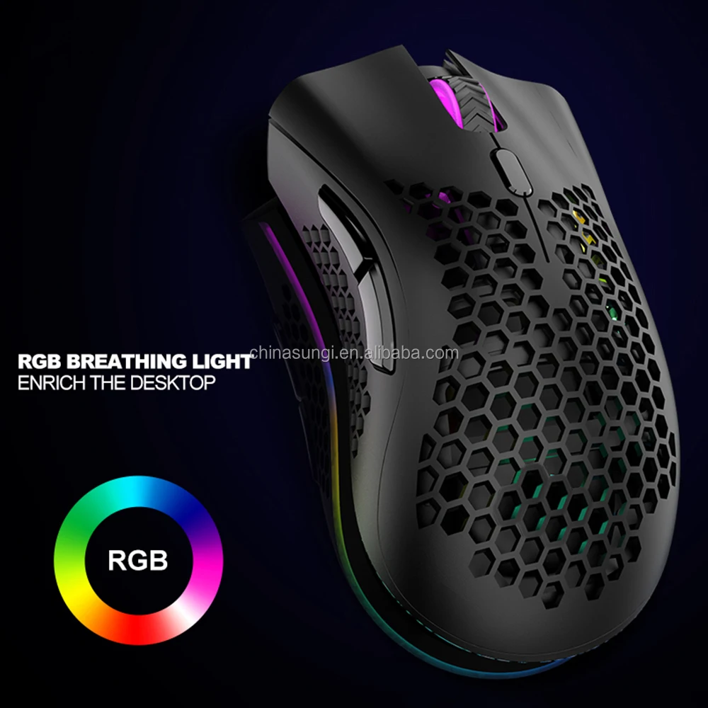 RGB Gaming Mouse Wireless Rechargeable Ergonomic Design Lightweight ...