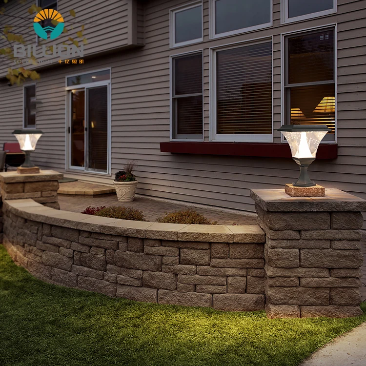 Modern Garden Outdoor Fixture Solar Pillar Light External Luminaire ...