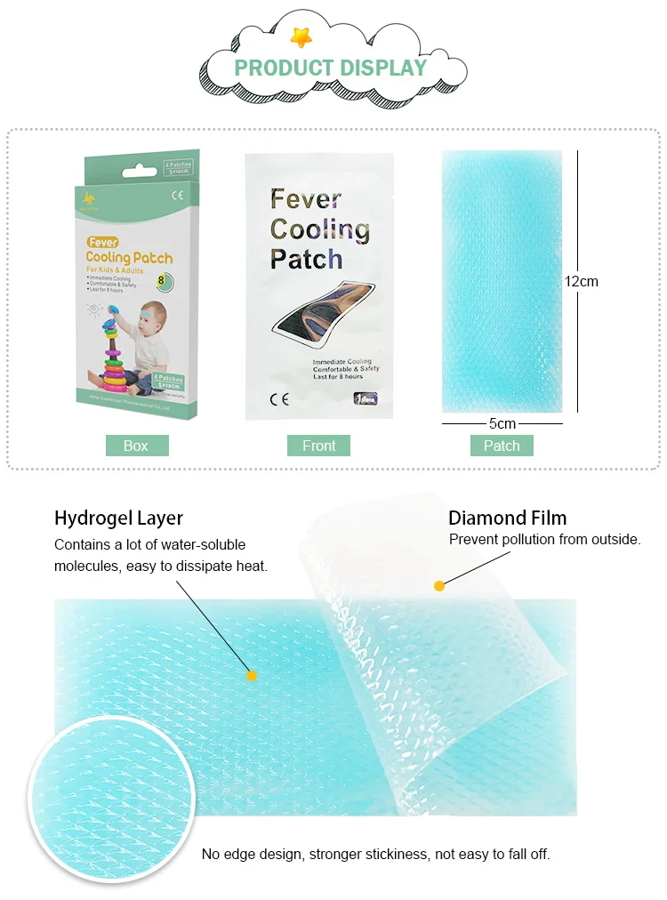 New Items Blue Hydrogel Antipyretic Cool Gel Pads Baby Reduce Fever ...
