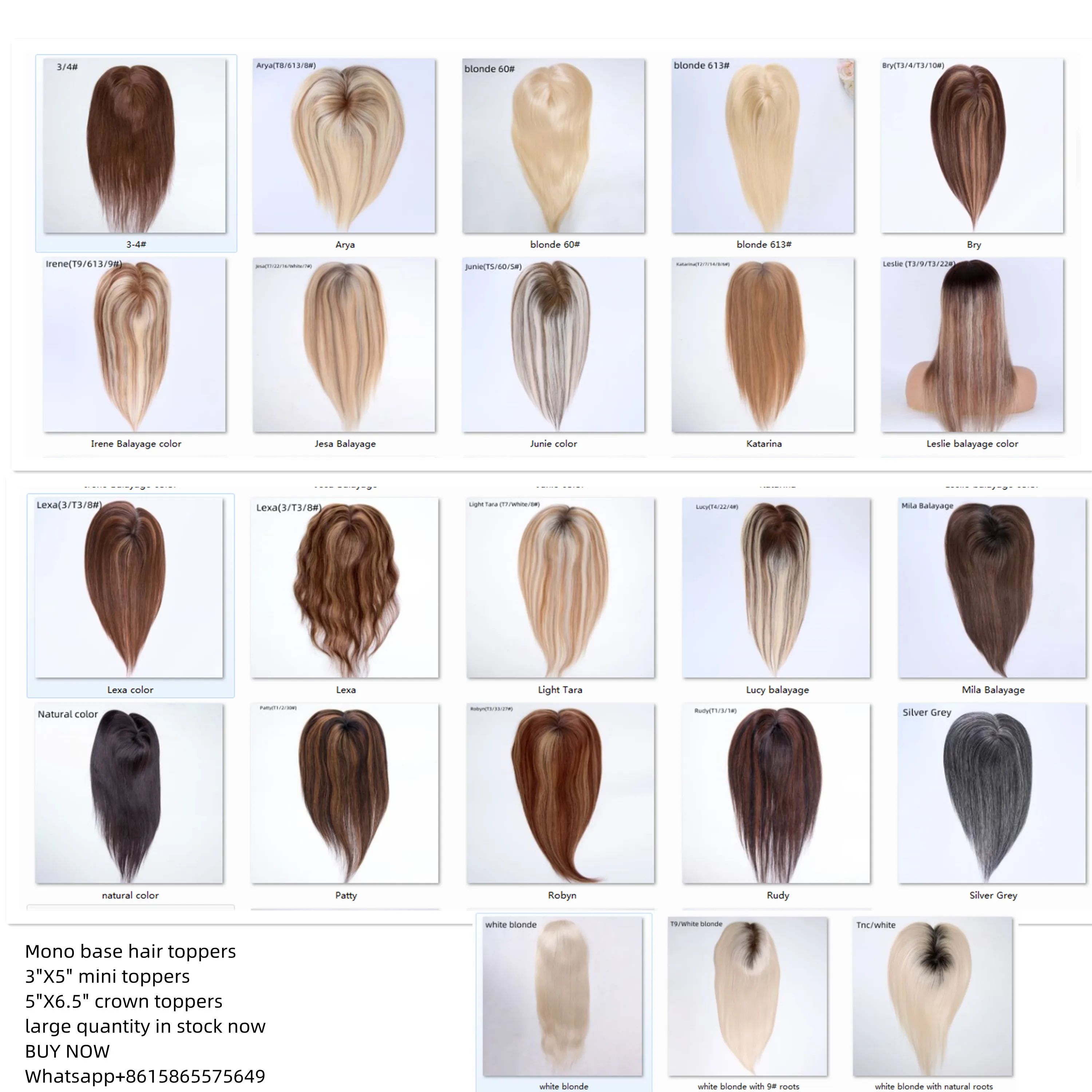 European Human Hair Toppers - Silver Blonde, High Quality