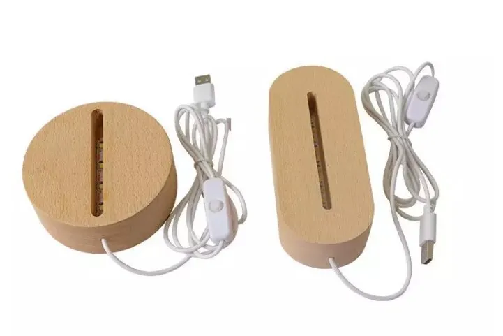 Custom Usb Led Wooden Night Lamp Rectangle Oval Round Led Lights ...