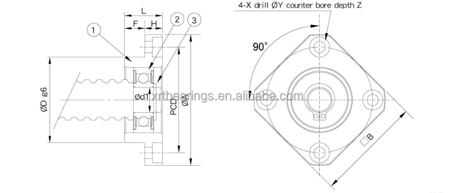 Original Fixed Side Ball Screw End Support Unit FK30 FF30