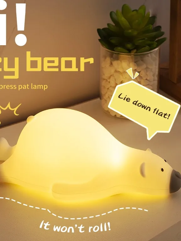 Cute Bear Led Nursery Night Light For Kids Rechargeable Animal Silicone ...